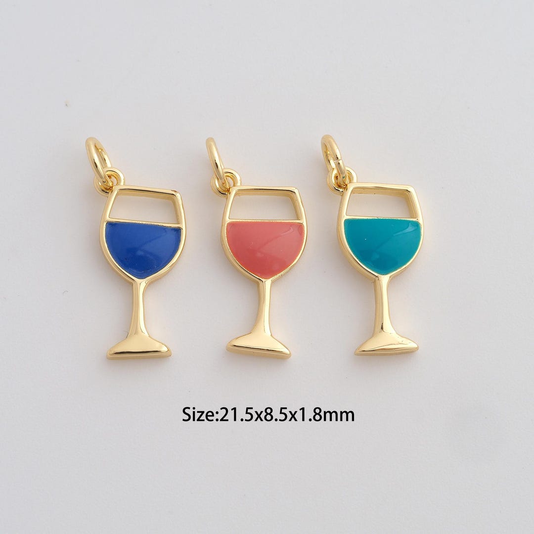 Dainty Gold Goblet Pendant,18k Gold Filled Wine Glass Charms,enamel ...