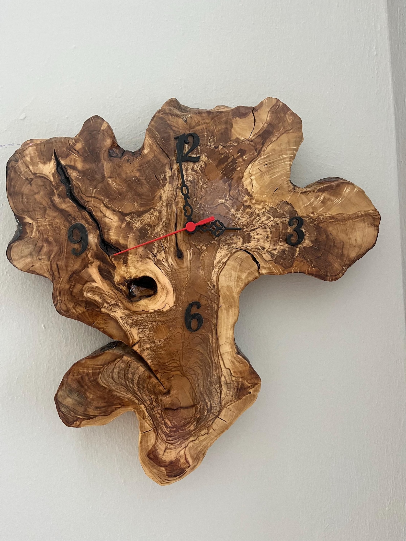 Handmade Olive Wood Wall Clock: Live Edge Rustic Home Decor - Etsy