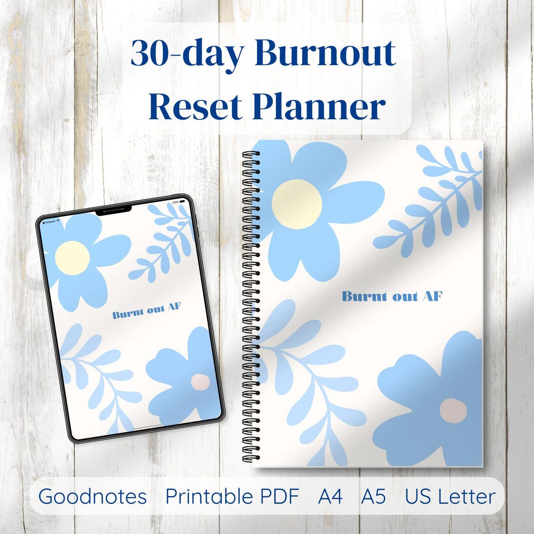 30 Day Burnout Reset Planner, Printable Burnout Worksheets, Self Care ...