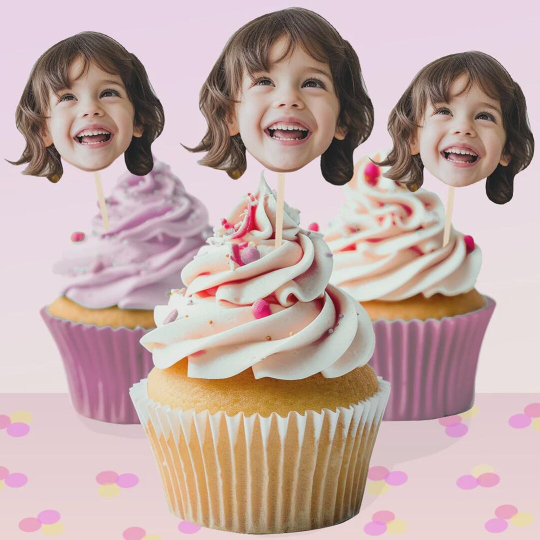 Personalized Face Photo Cupcake Toppers: Birthday Cake Decor - Etsy