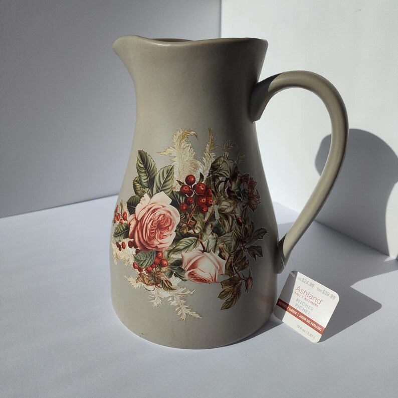Butterfly Garden Pitcher Tan With Floral New With Tags. Gifted and ...
