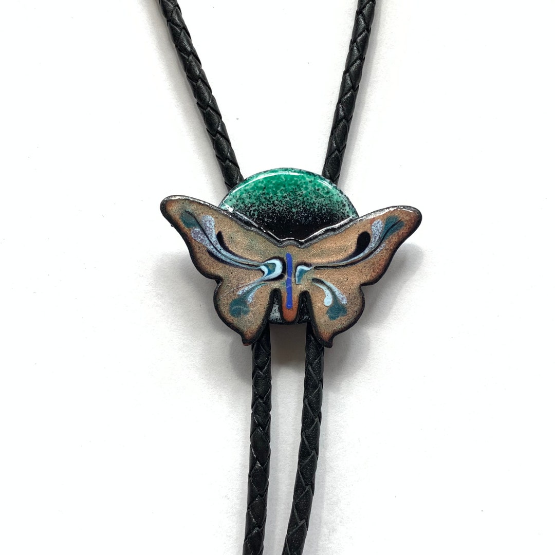Butterfly Bolo Tie, Copper Enamel String Tie, Wedding Tie, Cowboy Tie ...