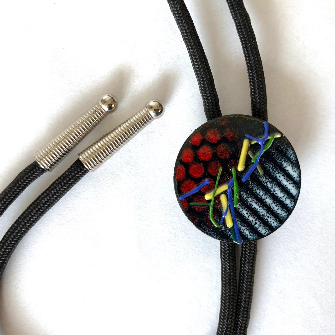 Retro Punk Bolo Tie, Copper Enamel String Tie, New Wave Bootlace Tie ...