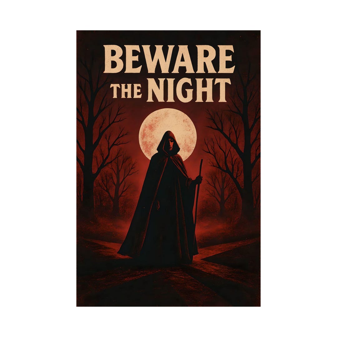 Beware the Night Poster, Dark Art Print, Halloween Decor, Spooky Wall ...