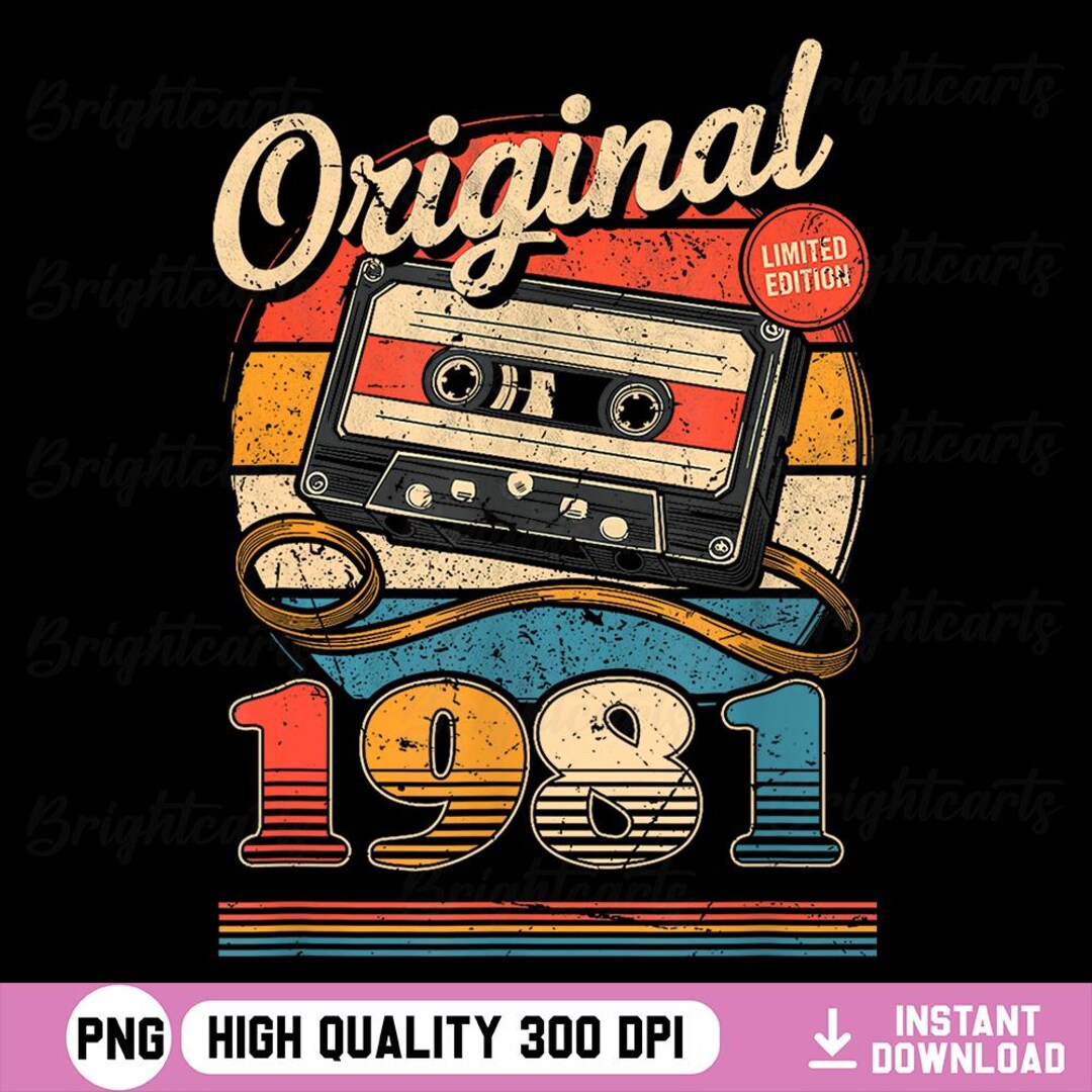 44th Birthday Retro Vintage 1981 Png, 1981 Birthday Svg, 44th Birthday ...