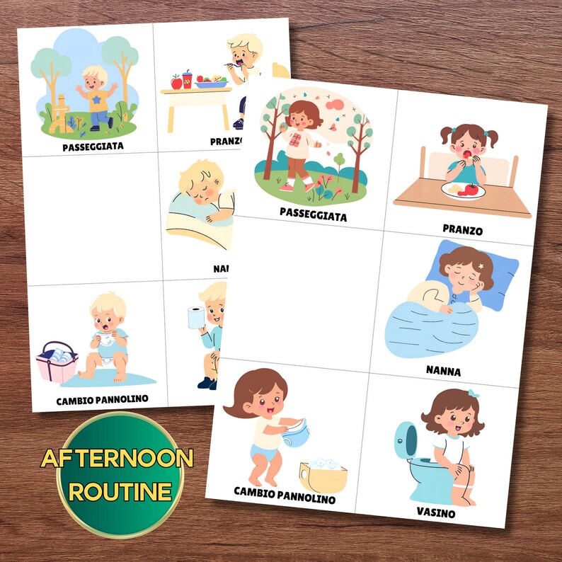Italian Daily Routine Cards Printable Toddler Routine Chart Daily ...
