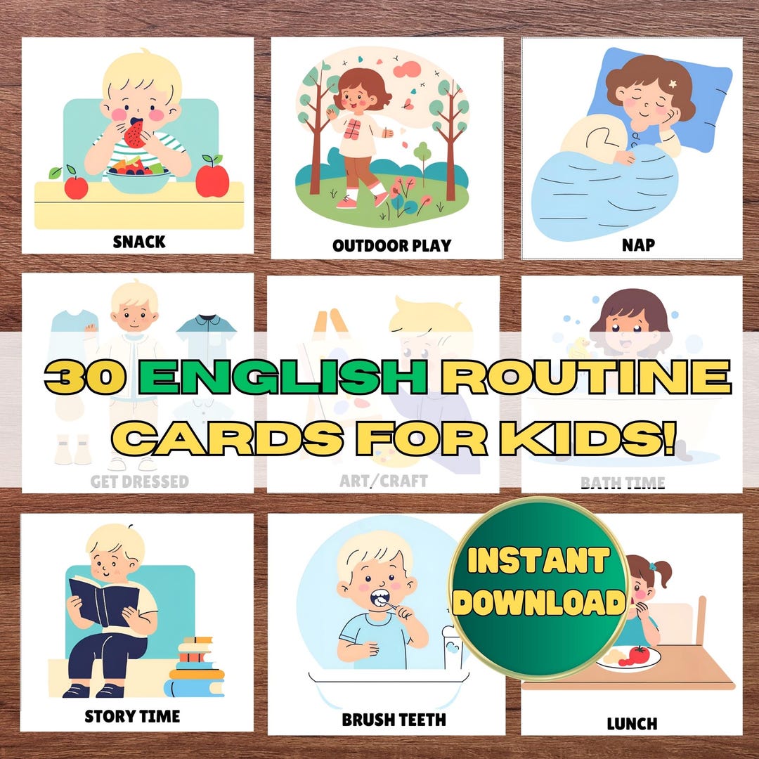English Daily Routine Cards for Kids | Montessori Flashcards (digital ...