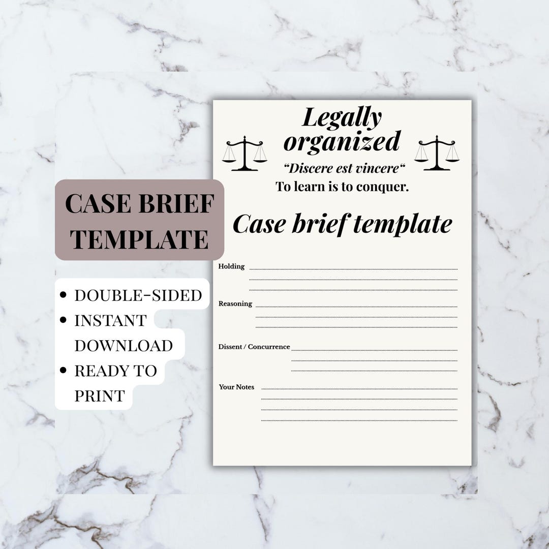 Elegant Law Student Case Brief Template: Printable Legal Study Tool (A4 ...