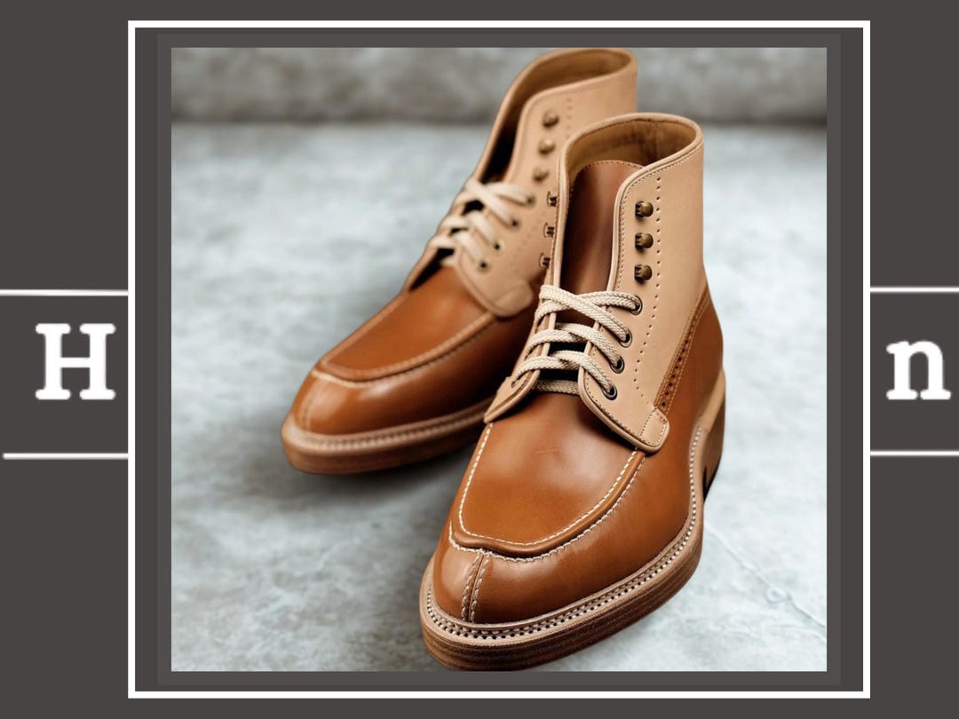 Handmade Full Grain Leather Moc Toe Boots: Goodyear Welt Ankle Boots - Etsy