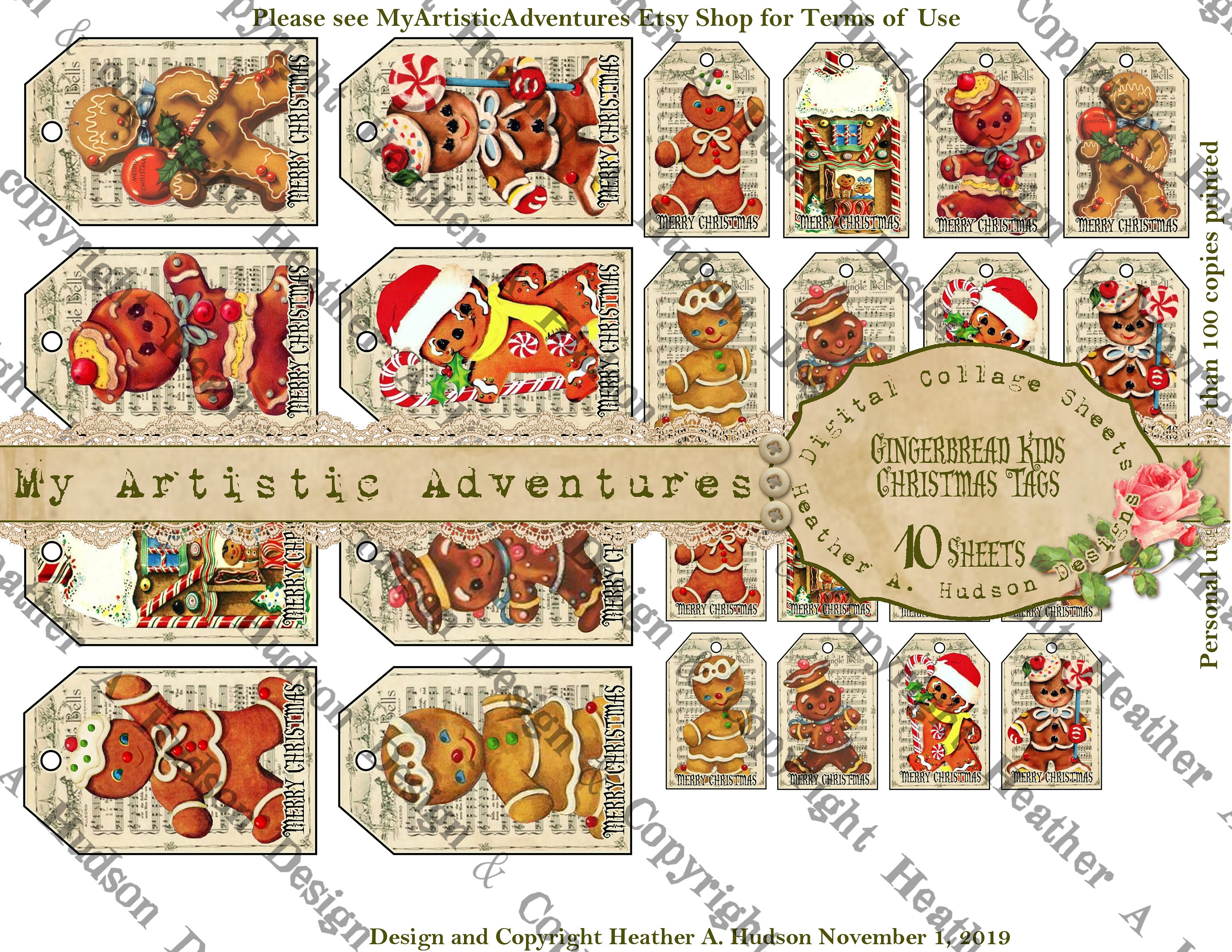 Vintage Retro Gingerbread Men Man Cookies Printable Christmas - Etsy