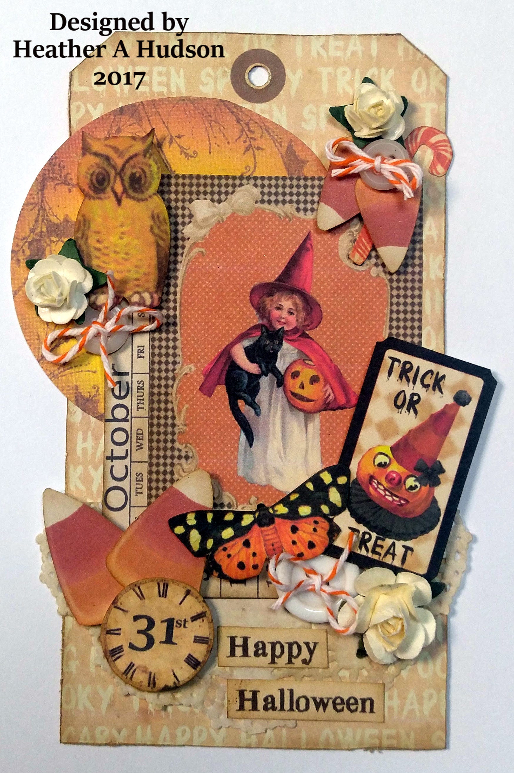 Vintage Halloween Pumpkin Witch Card Front DIY Victorian - Etsy