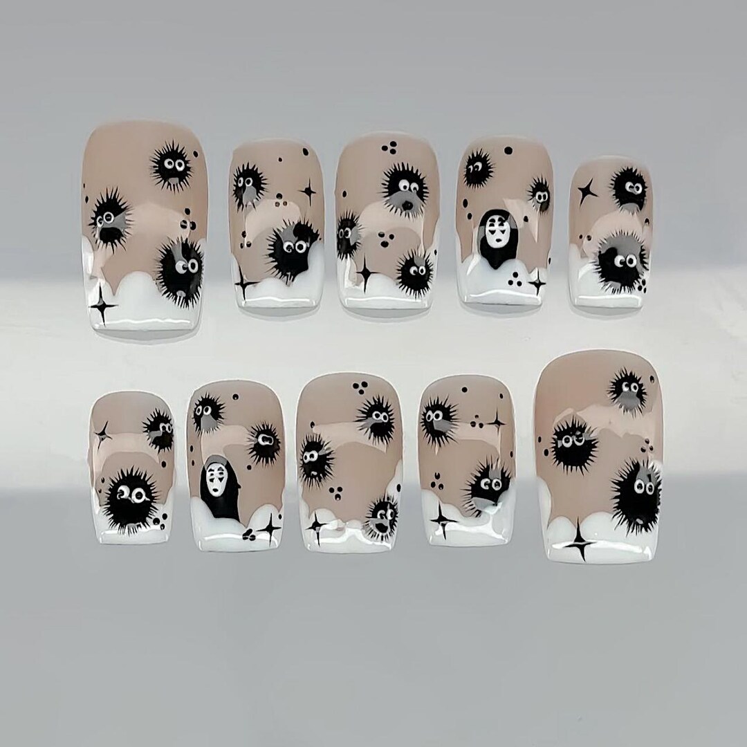Soot Sprite Press on Nails, Anime Character, Handmade Cartoon Nails ...