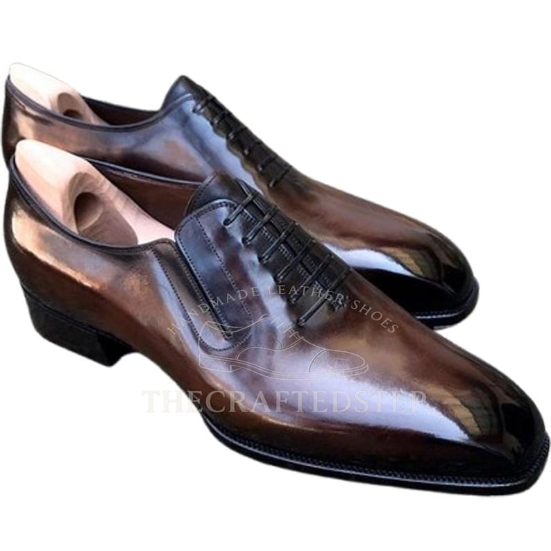 Handcrafted Men's Bespoke Whole Cut Oxford Brown Lace up Dress Shoes ...