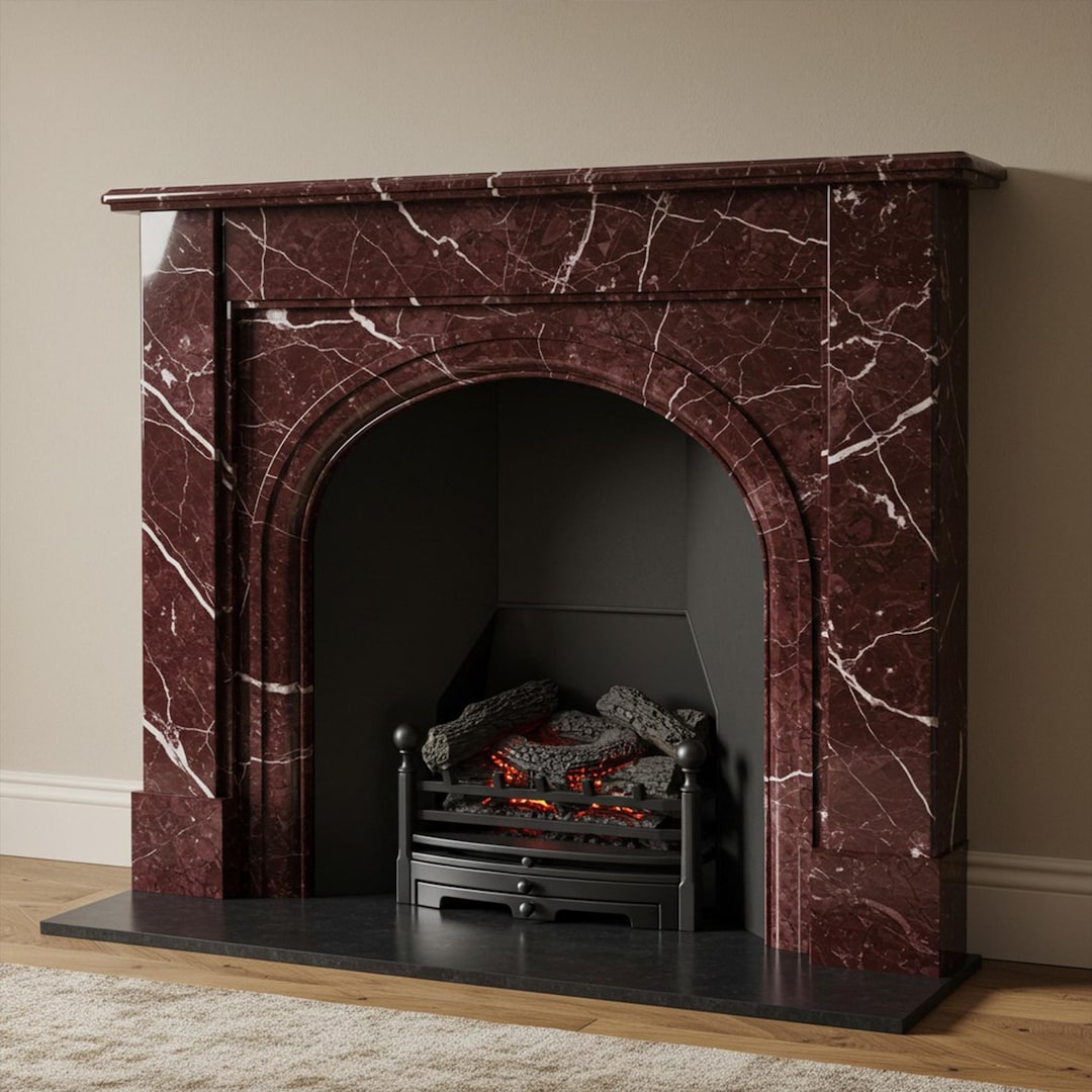 Cherry Marble Fireplace Mantel | Red Marble Mantel Surround | Luxury ...
