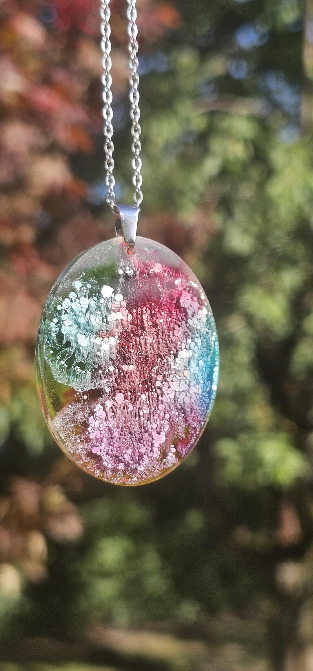No. 33 “aurora in a Glass” Epoxy Resin Pendant, Mystical, Magical ...