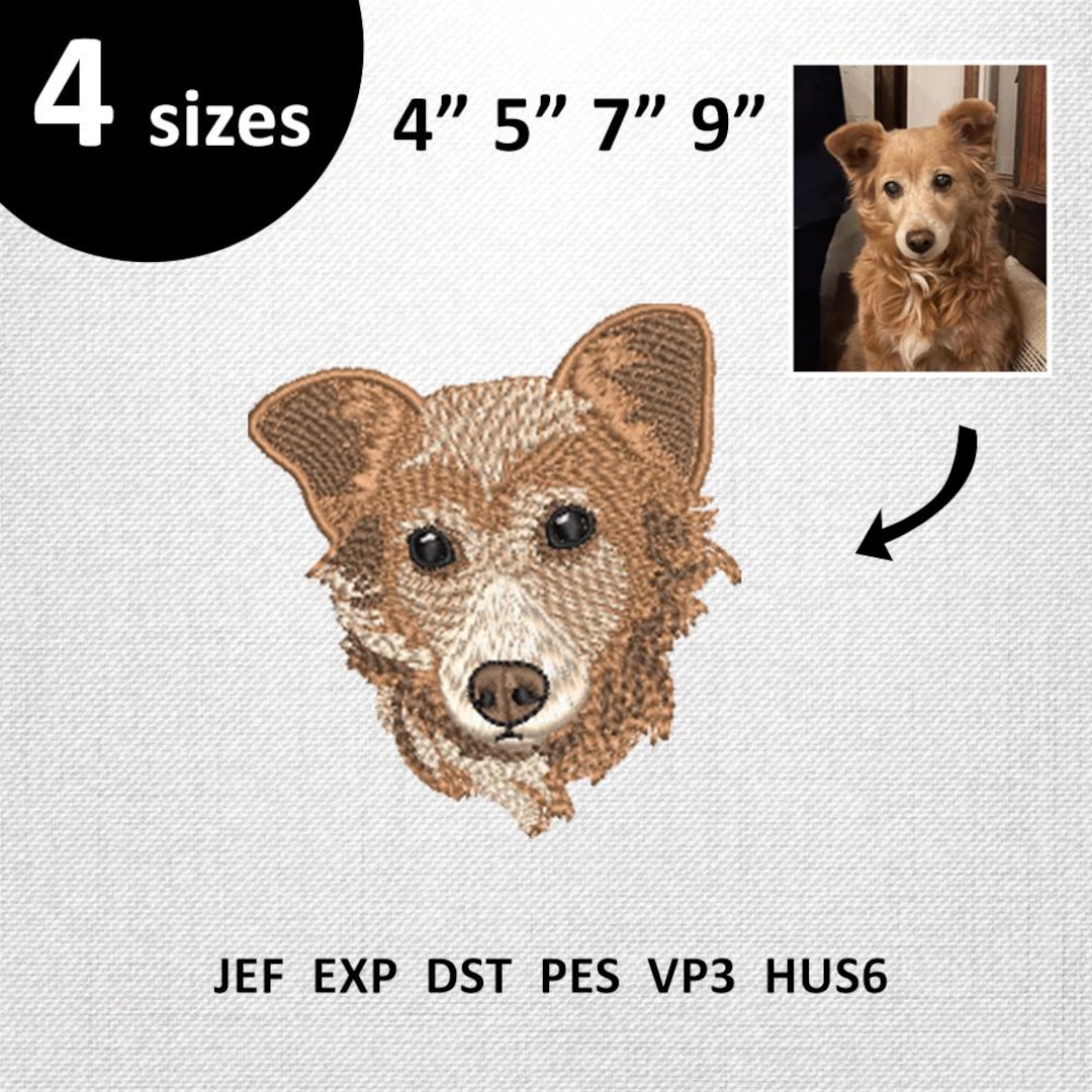 Custom Dog Embroidery File, Pet Portrait Embroidery From Photo, Dog ...