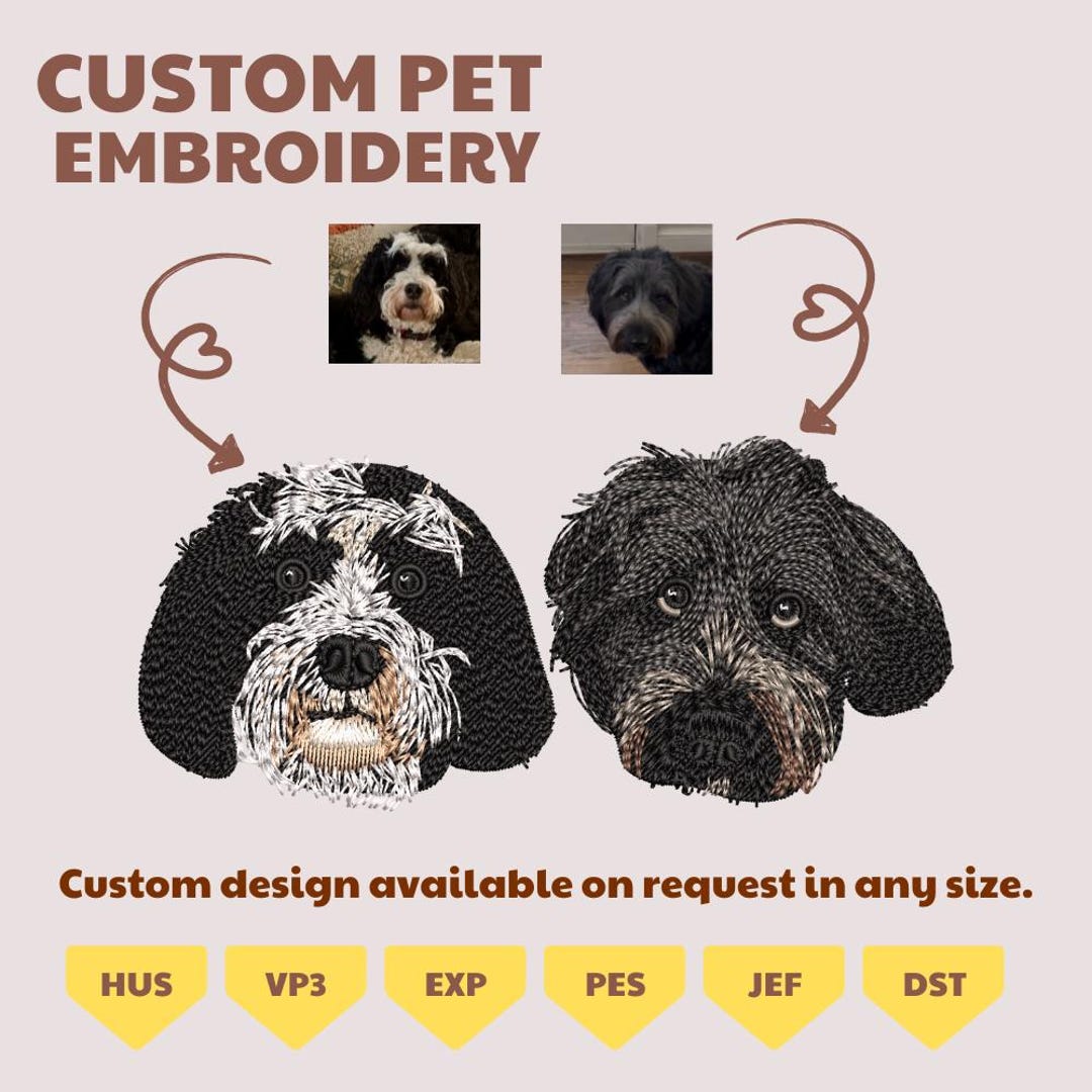 Custom Pet Embroidery Design File , Personalized Dog Portrait ...