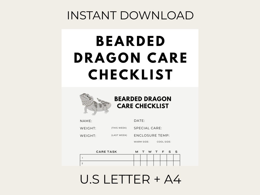 Bearded Dragon Care Checklist – Printable Daily & Weekly Tracker (A4 ...