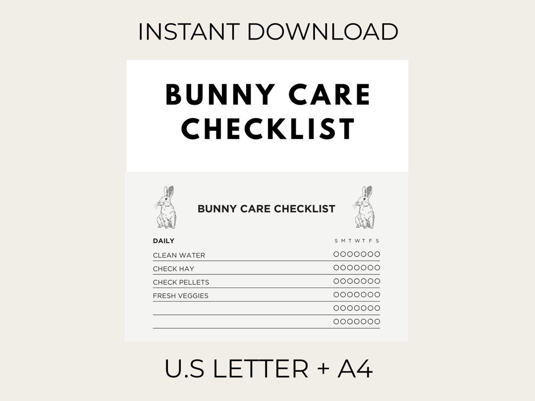 Printable Bunny Care Checklist – Daily, Weekly & Monthly Rabbit Care ...