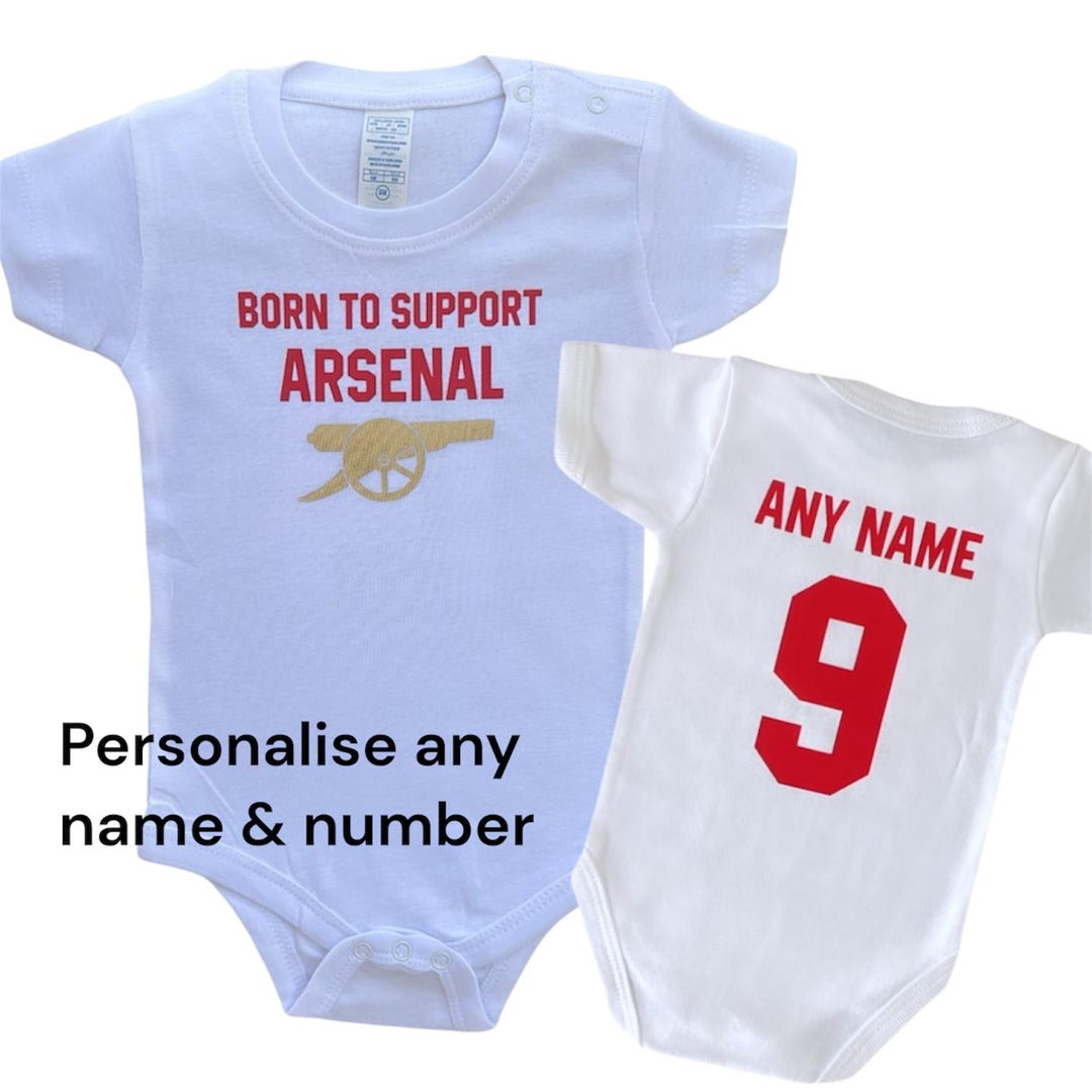 Personalized Arsenal Gunners Baby Bodysuit: Football Baby Grow, Newborn ...