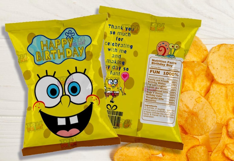 Spongebob Birthday Chip Bag - Etsy