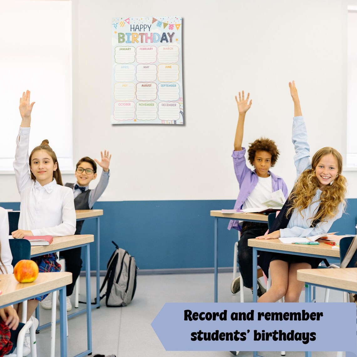 Boho Rainbow Birthday Chart Poster: Classroom Wall Decor (16x24in ...