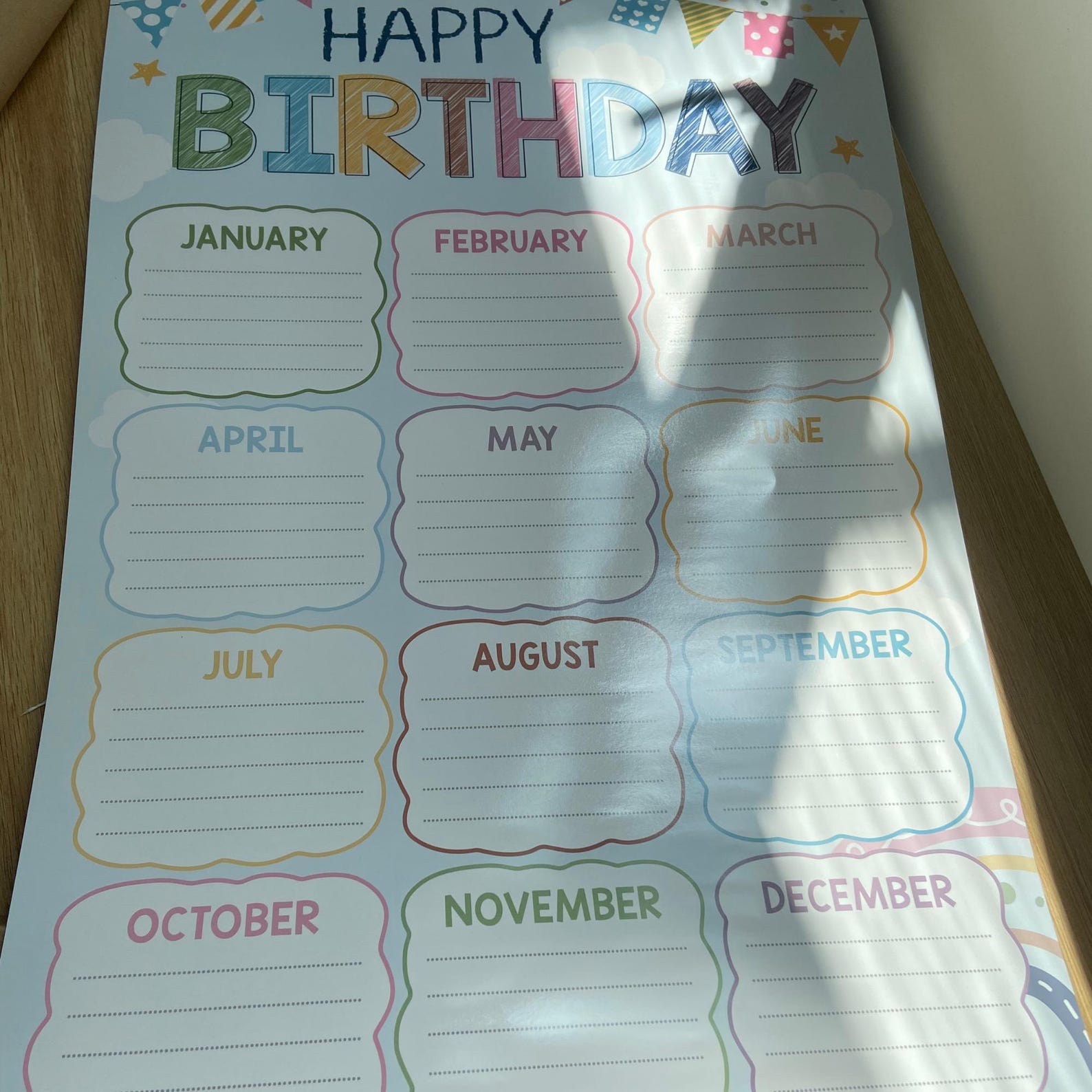 Boho Rainbow Birthday Chart Poster: Classroom Wall Decor (16x24in ...