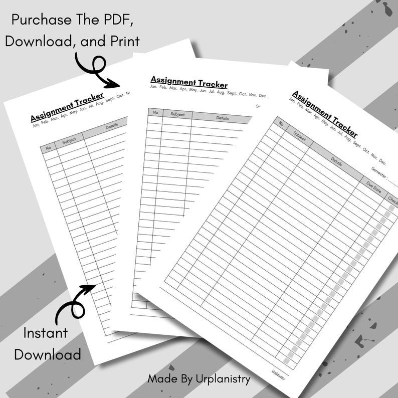 Effortlessly Manage Your School Work With This Printable Assignment ...