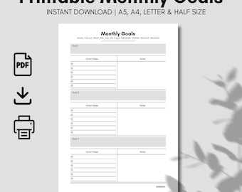 Goal Planning Bundle/planner | Download Template PDF | Printable ...