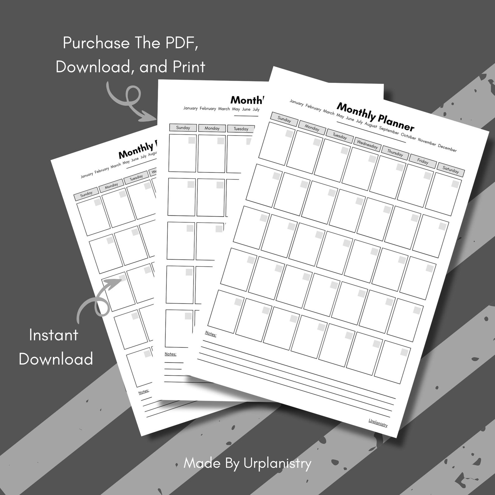 Undated Monthly Planner Printable | Minimalist Calendar PDF | Clean ...
