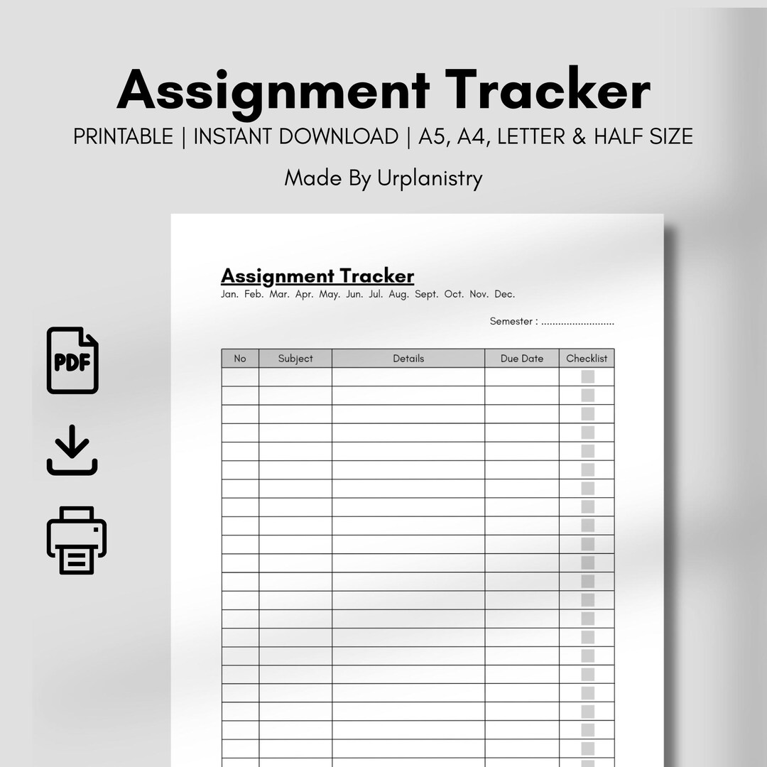 Effortlessly Manage Your School Work With This Printable Assignment ...