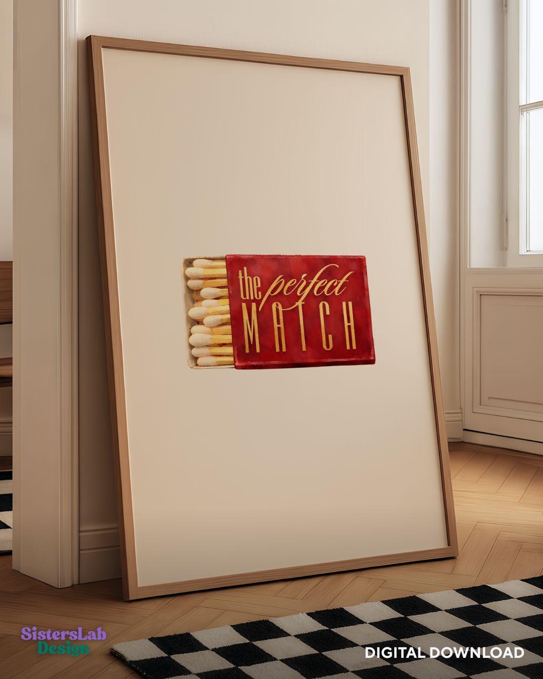 The Perfect Match Matchbox Printable Poster: Watercolor Valentine's Day ...