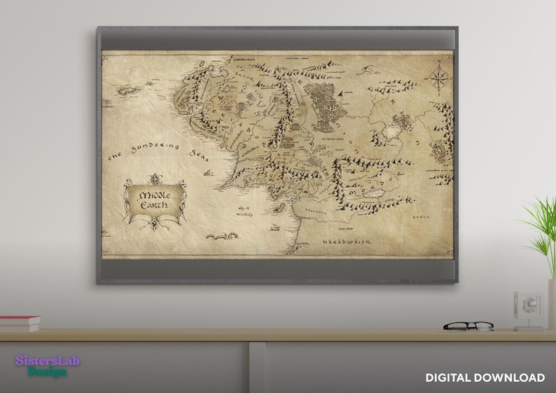 Middle Earth Map Printable Poster: Lord of the Rings and the Hobbit ...