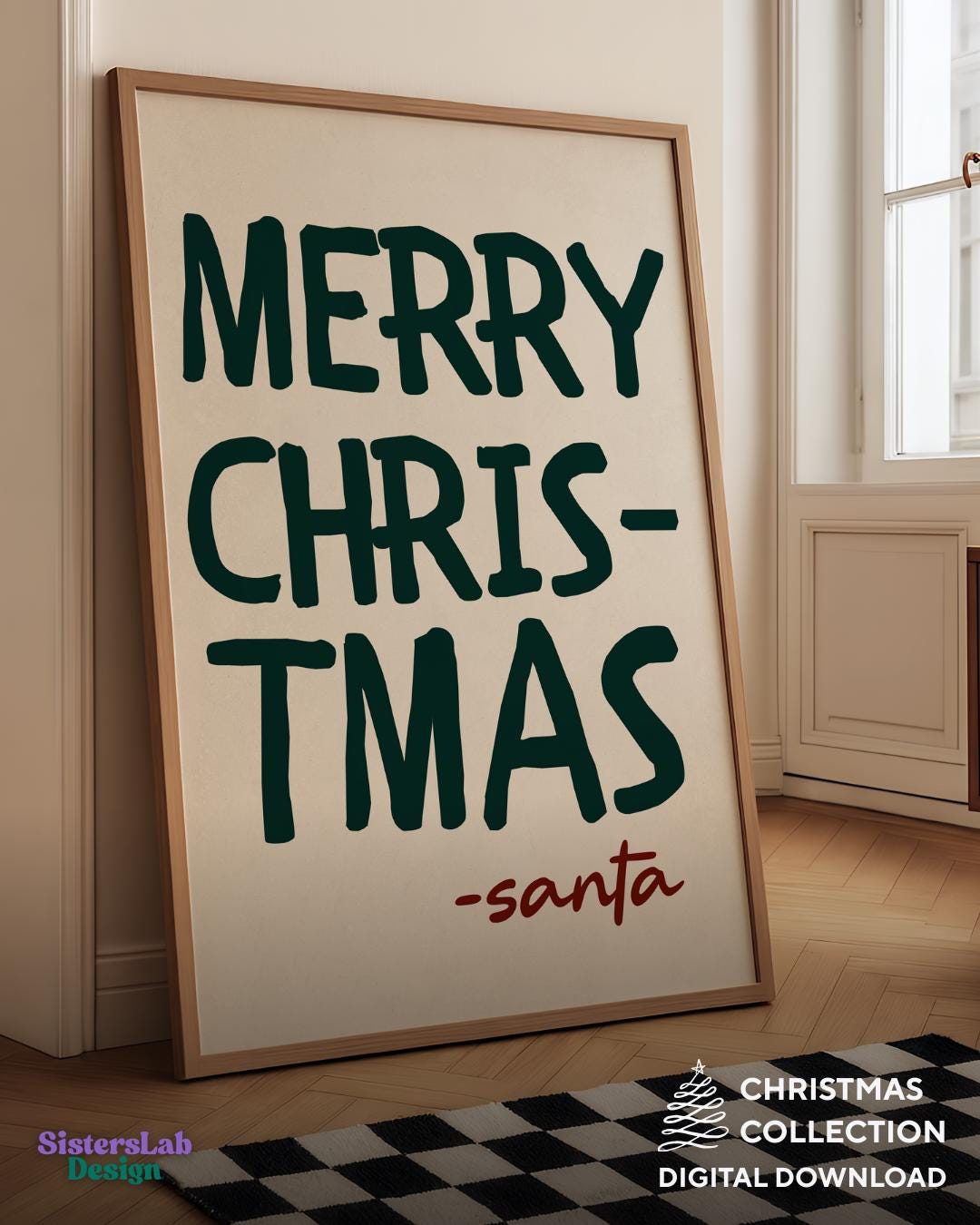 Christmas Inspired Printable Poster: "merry Christmas Santa" (digital ...
