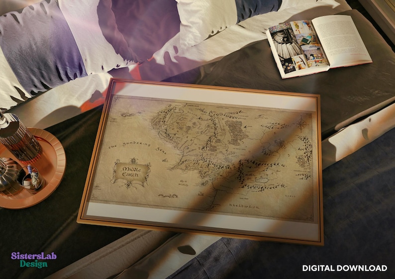 Middle Earth Map Printable Poster: Lord of the Rings and the Hobbit ...