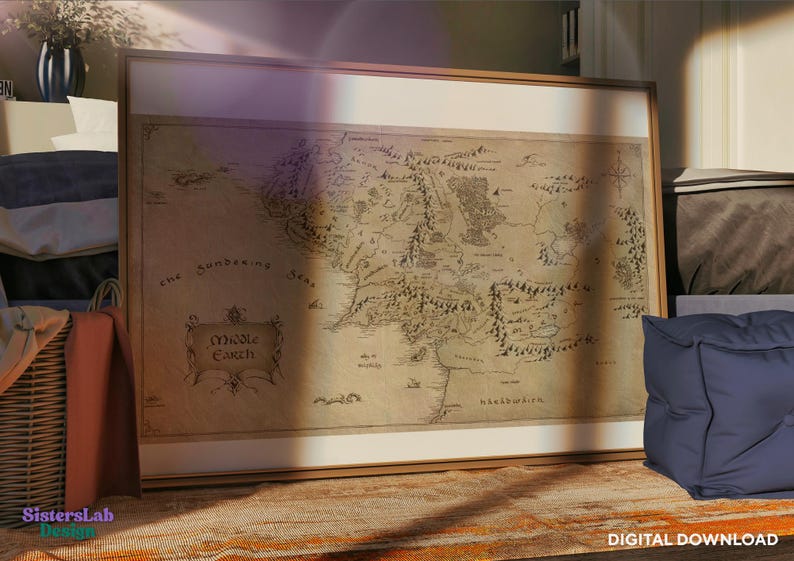 Middle Earth Map Printable Poster: Lord of the Rings and the Hobbit ...