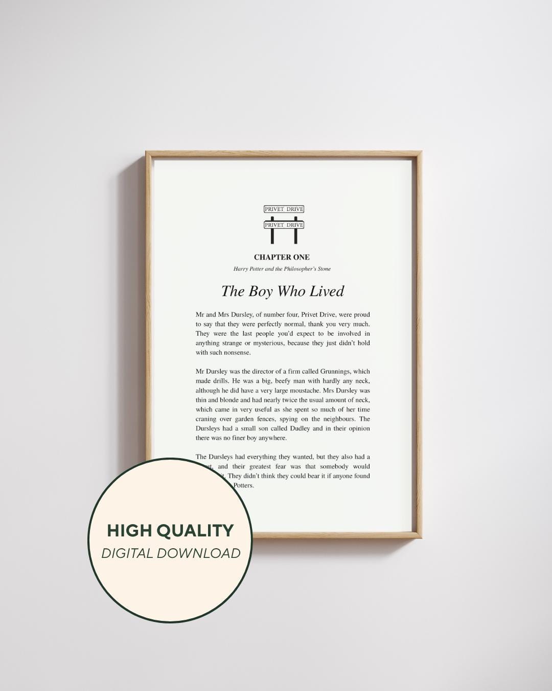 Harry Potter Chapter One Poster | Philosopher’s Stone First Page Print ...