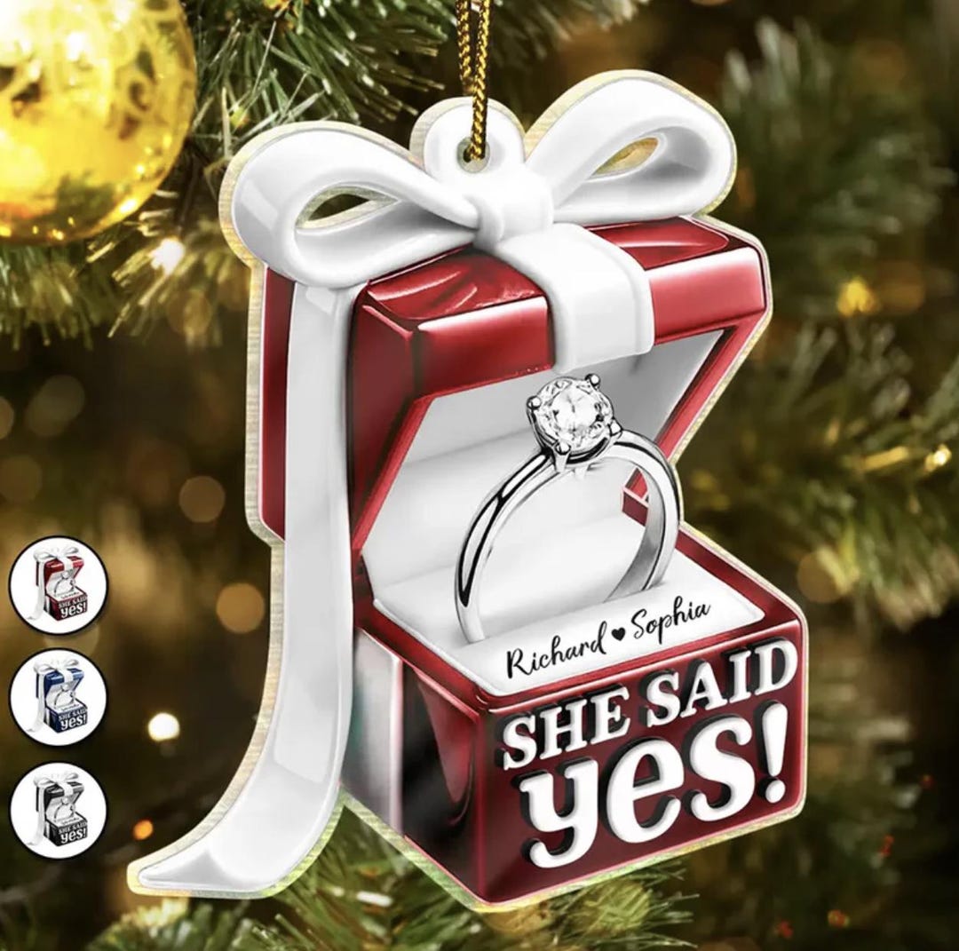 Personalized Engagement Ring Christmas Ornament 2025, Engagement ...