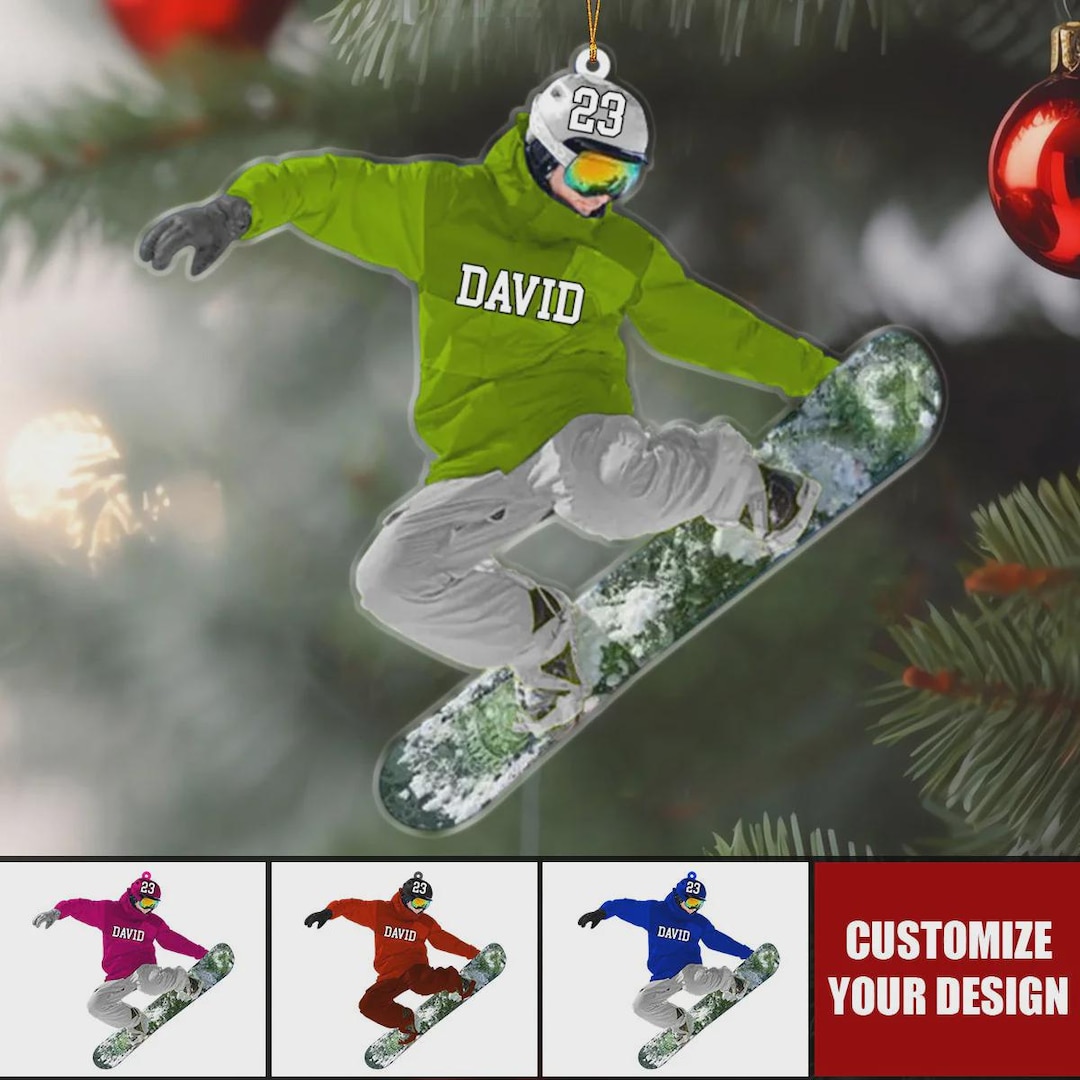 Personalized Snowboarding Athletes Skis Christmas Ornament, Custom ...