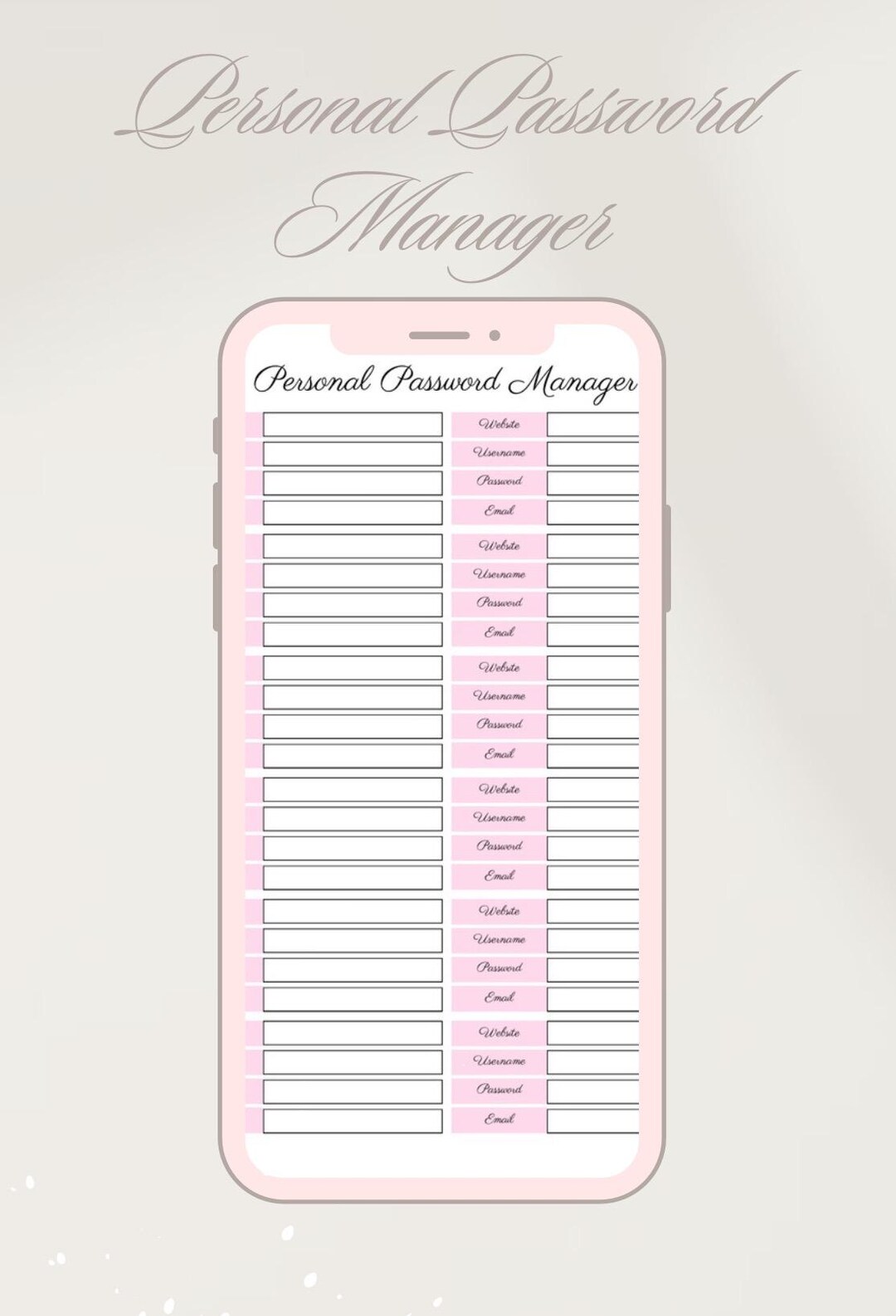 Personal Password Manager | Cute Printable Password Tracker | Pink ...