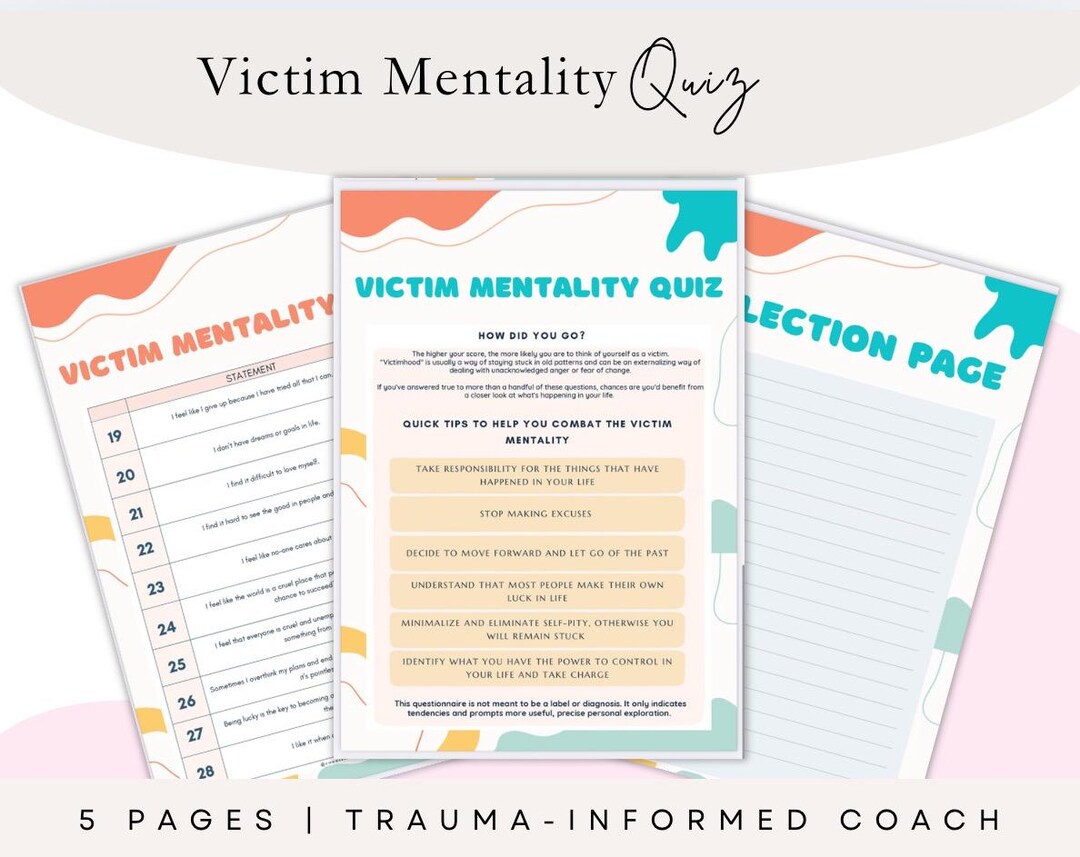 Victim Mentality Quiz: Self-reflection Worksheet for Personal Growth ...