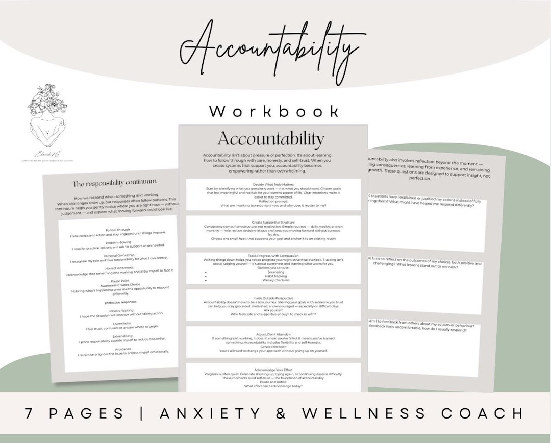 Gentle Accountability Workbook | Self Reflection Journal | Trauma ...