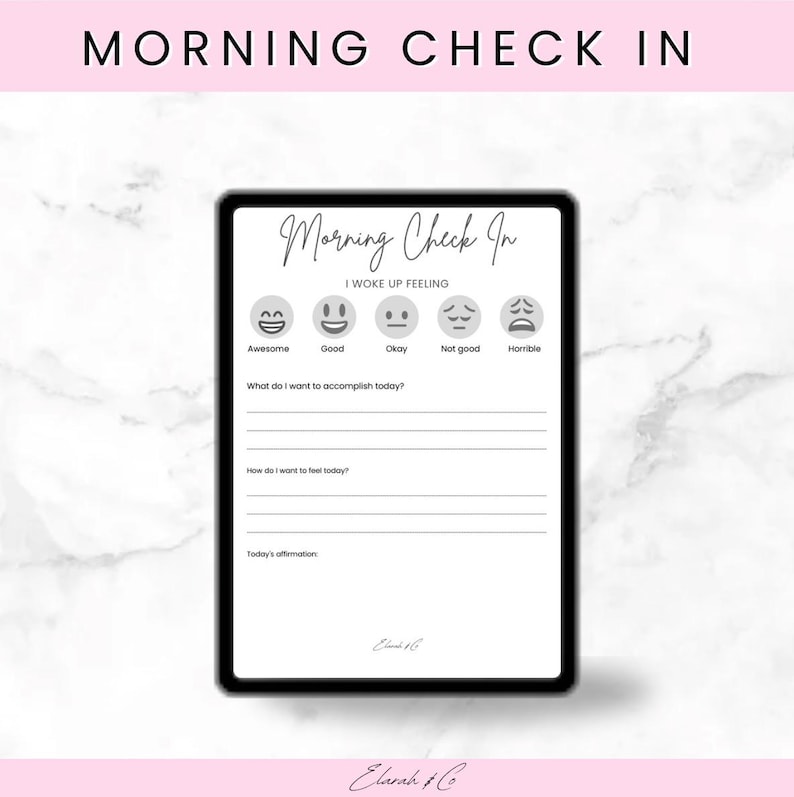 Morning Mental Health Check-in | Printable Mood Tracker & Daily ...