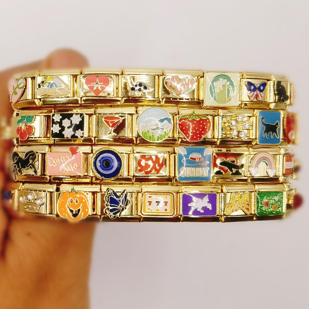 Personalized Gold Italian Bracelet, Customized Italy Charms, Italian ...