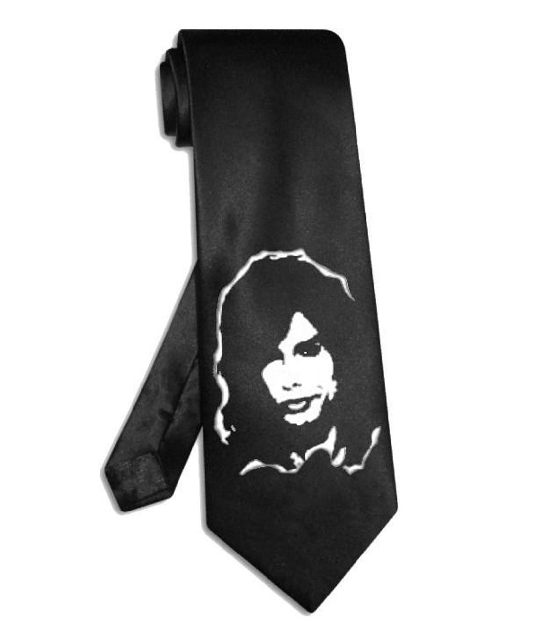 Aerosmith Steven Tyler Hand-painted Tie Black Satin Silk Necktie ...