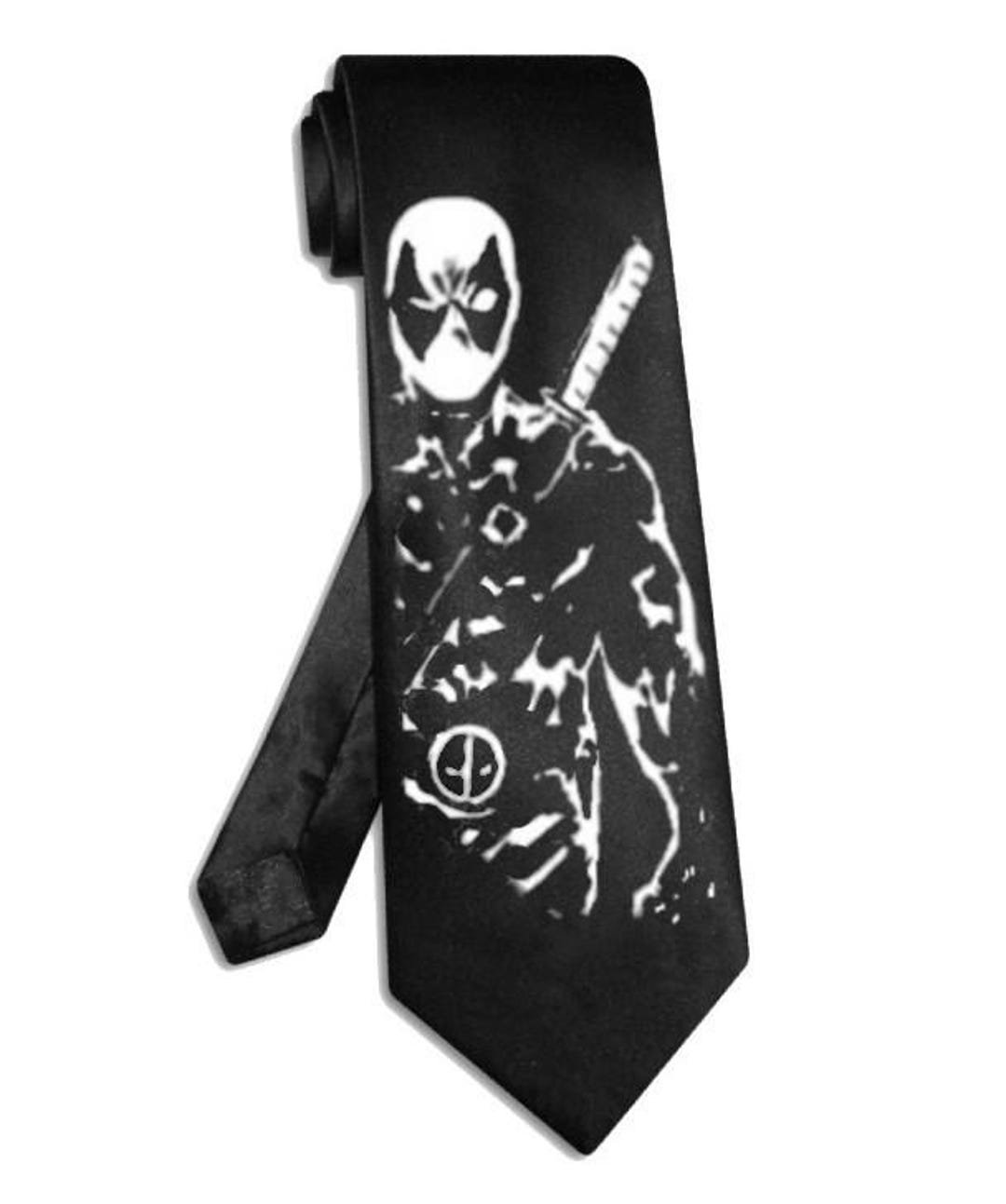 Deadpool Silk Tie Black Silk Avenger Superhero Necktie - Etsy Canada