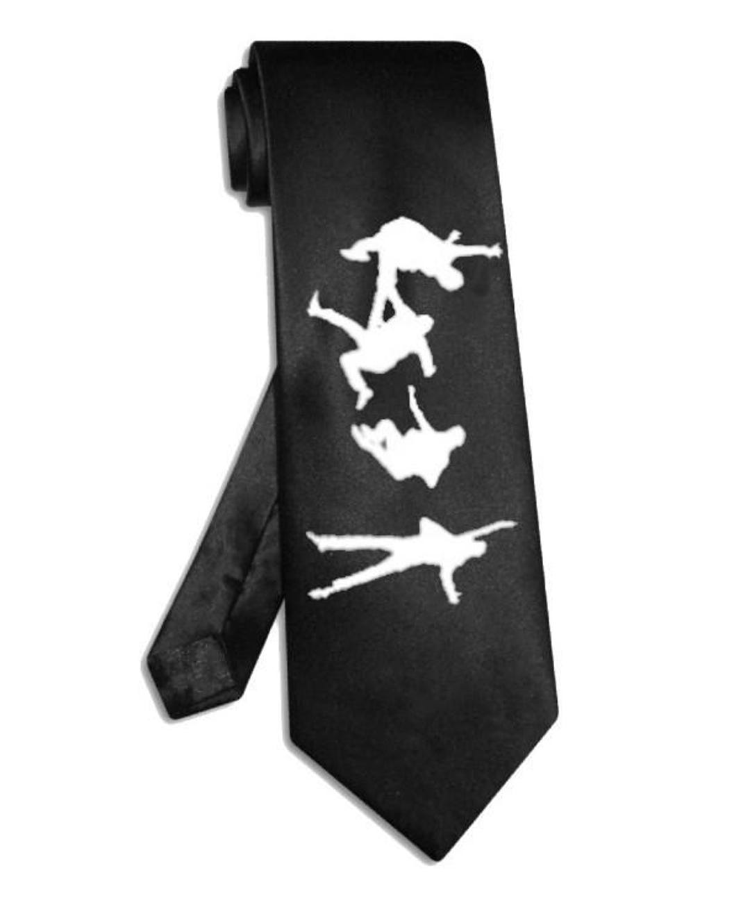 Beatles LOVE Tie Hand-painted Black Satin Silk Necktie Cool and Rare ...
