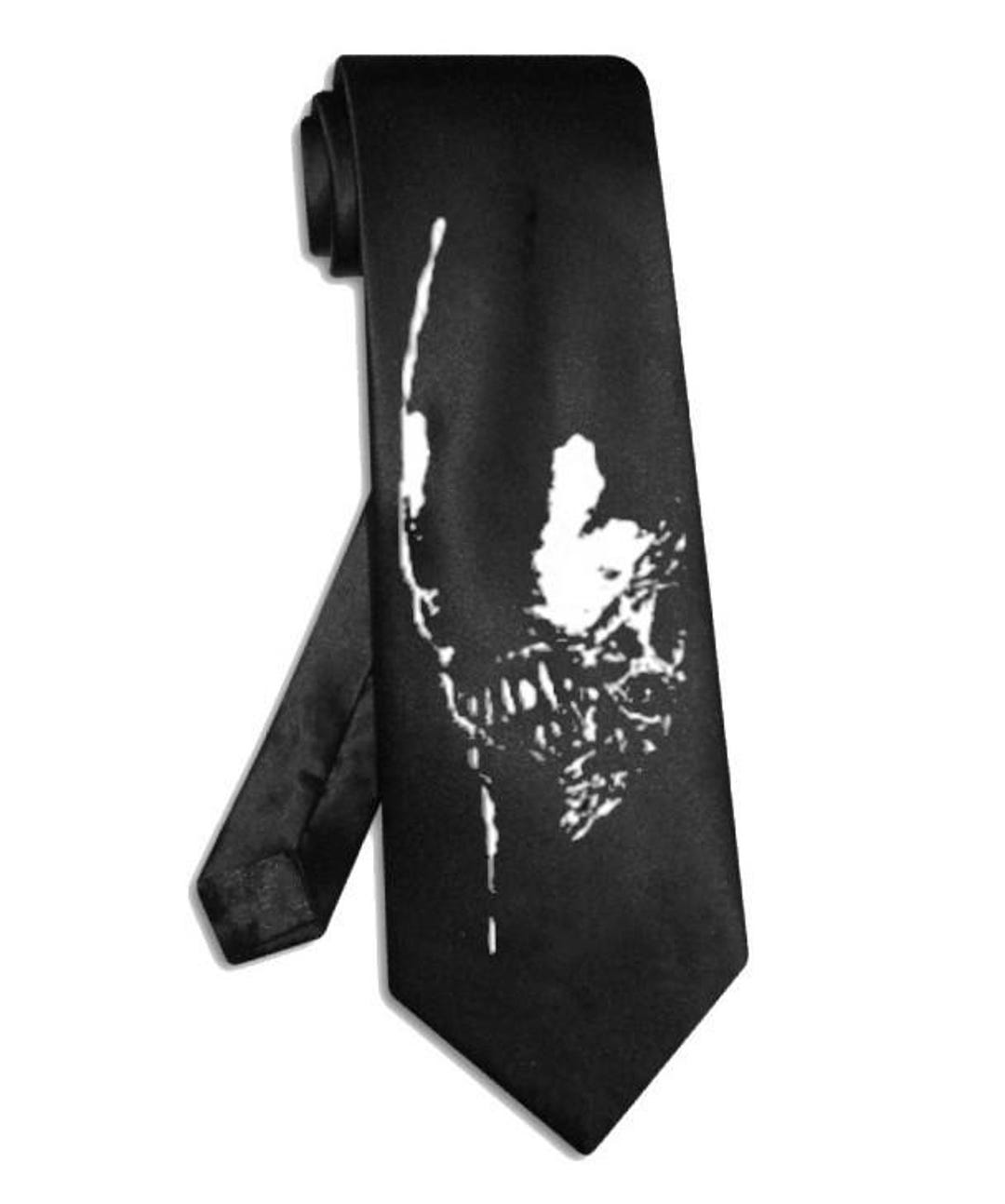 Alien Xenomorph Hand-painted Tie Black Satin Silk Necktie Cool and Rare ...