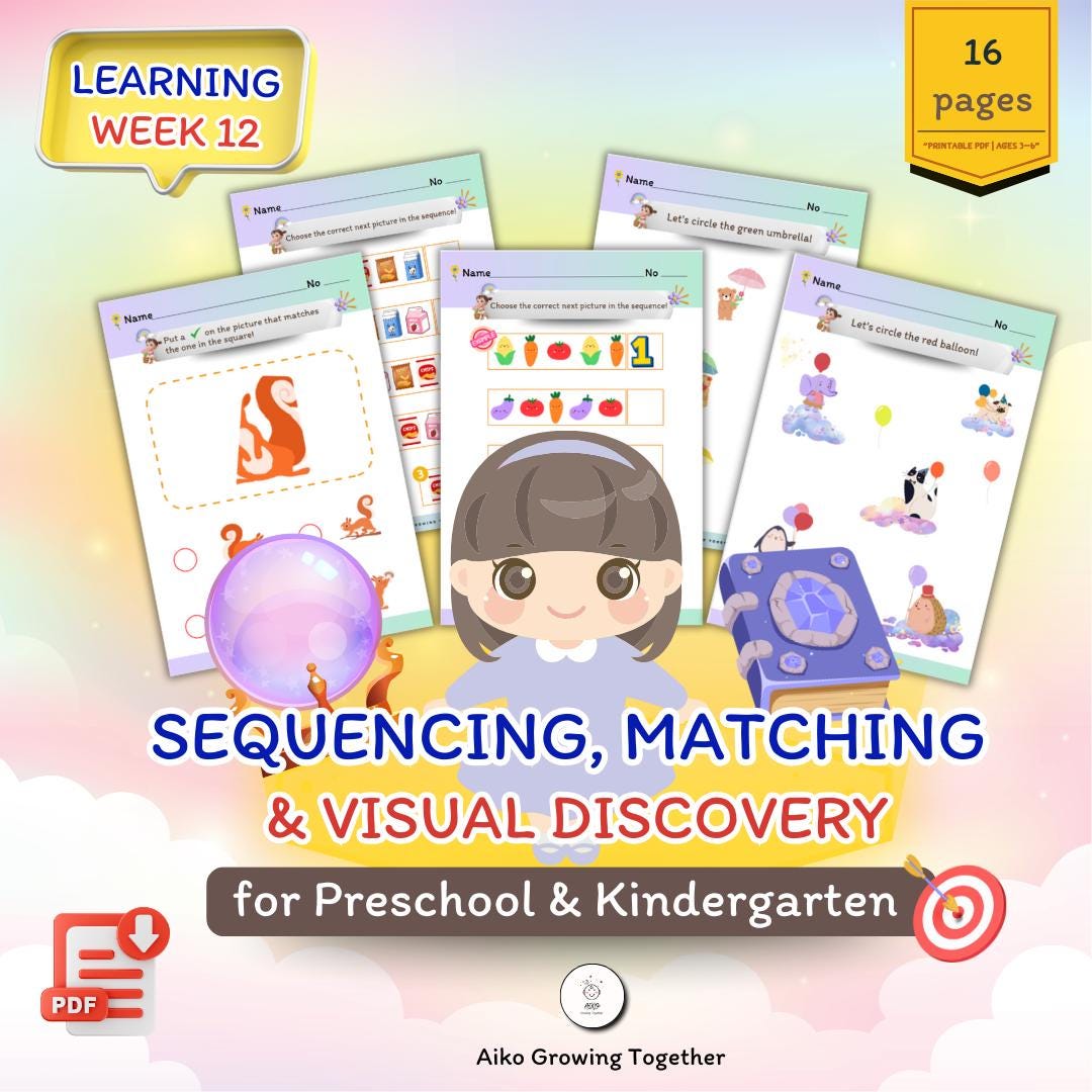 Preschool Worksheets Week 12 Sequencing Matching Visual Discrimination ...