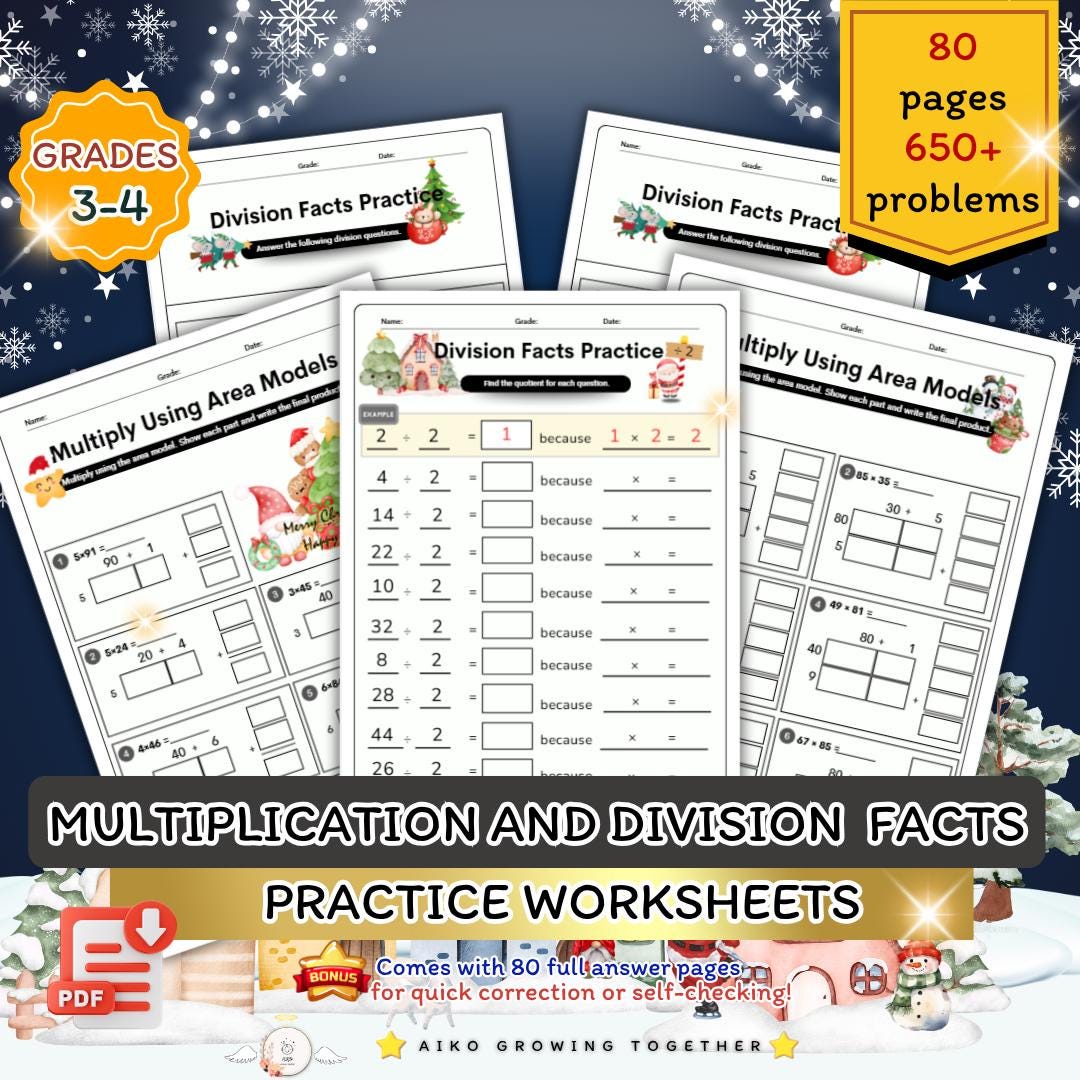 Christmas Multiplication & Division Mega Practice Grades 3–4 | 650 ...